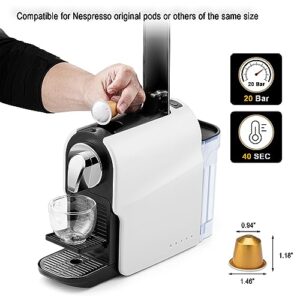 beanglass Espresso Pod Machine for Home, Compact Capsule Coffee Maker for Nespresso Original Pods, 20 Bar High Pressure Pump, Removable Water Tank, Adjustable Cup Tray, 1350W