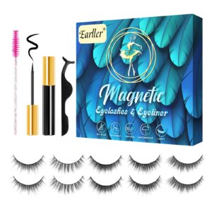 earller natural magnetic eyelashes with eyeliner, (dpair)