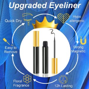 EARLLER Natural Magnetic Eyelashes with Eyeliner, (Dpair)