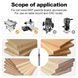 FivePears Up Cut Spiral Router Bit for CNC with Extreme Life Coated, 1/16" Cutting Diameter, 1/2" Cutting Length, 1/4 inch Shank Carbide End Mill for Wood Carving Engraving Grinding Grooving