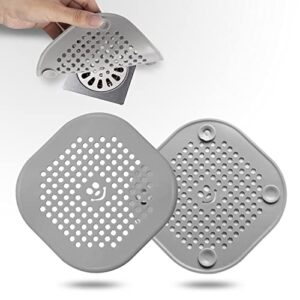 2 pack drain hair catcher silicone bathroom accessories shower drain protector sink drain strainer hair stopper for shower kitchen bathroom tub grey