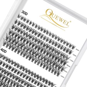 quewel cluster lashes 240pcs individual lashes 30d+40d c curl mix8-14mm lash extensions clusters lashes soft&natural false eyelashes individual diy eyelash extension at home(30d+40d c mix8-14)