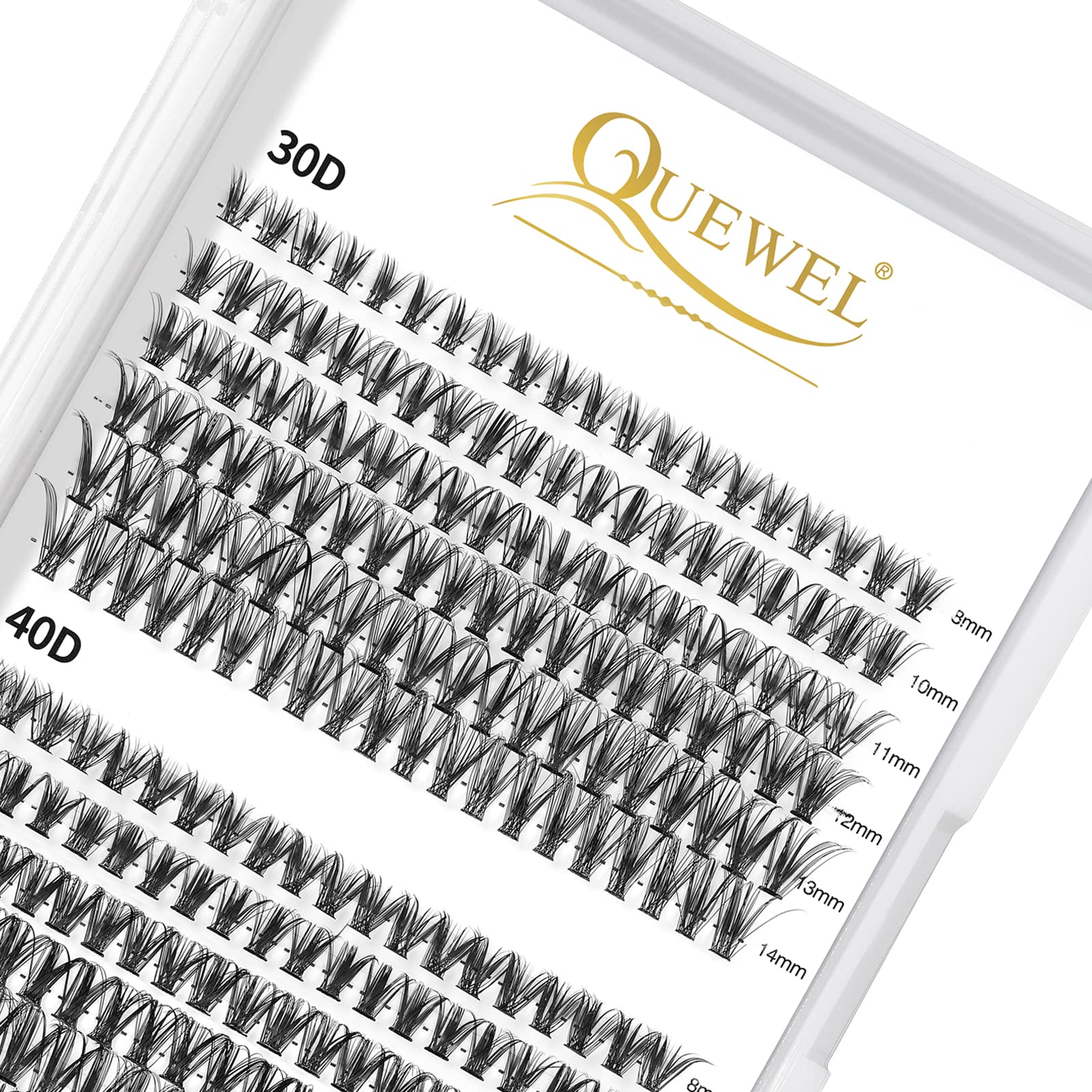 QUEWEL Cluster Lashes 240Pcs Individual Lashes 30D+40D C Curl Mix8-14mm Lash Extensions Clusters Lashes Soft&Natural False Eyelashes Individual DIY Eyelash Extension at Home(30D+40D C MIX8-14)