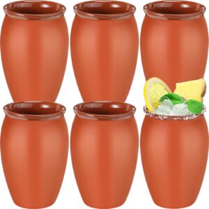 nuogo 6 pcs 12 oz, cantaritos de barro mexicanos mini cantaritos shooters pottery cocktail glasses for tequila, margaritas, mojitos, mexican jarritos de barro mexicanos, taco tuesday cocktail cups