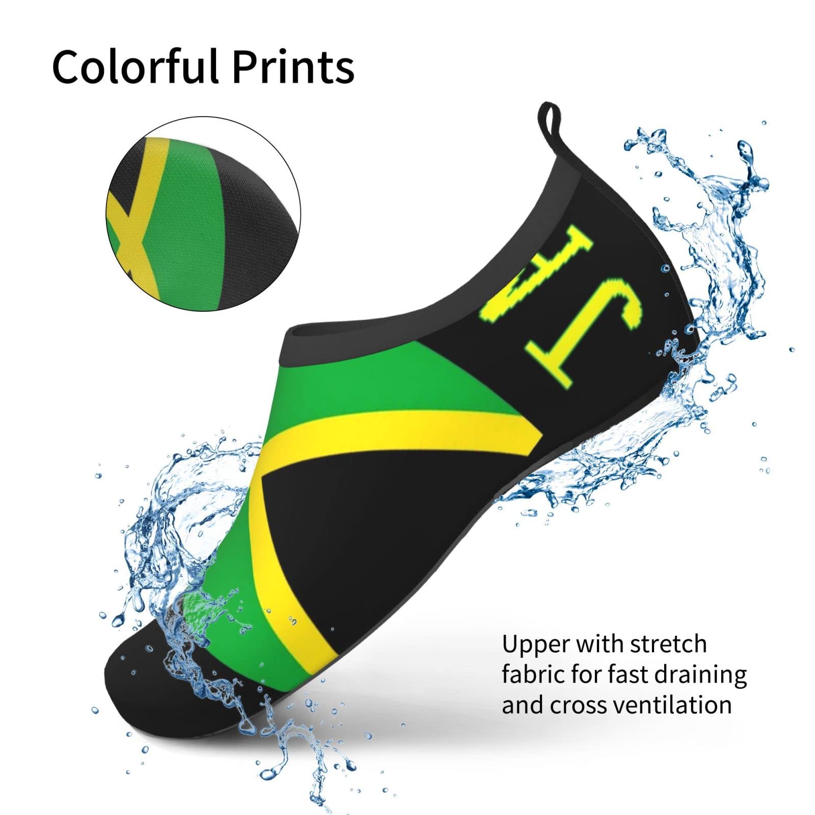 Jamaican Flag Water Shoes for Women and Men Quick-Dry Aqua Socks Swim Beach Womens Mens Shoes for Outdoor Surfing Yoga Exercise