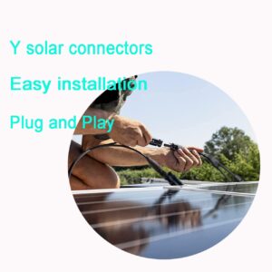 WOODGUILIN Solar Y Connector,Solar Y Branch Parallel Cable,Solar 1 to 3 Male Female Connector Adapter,10AWG 45A Waterproof IP68 40CM Cable,for Solar Panels,Solar Cells (MFFF&FMMM, 1 Pair)