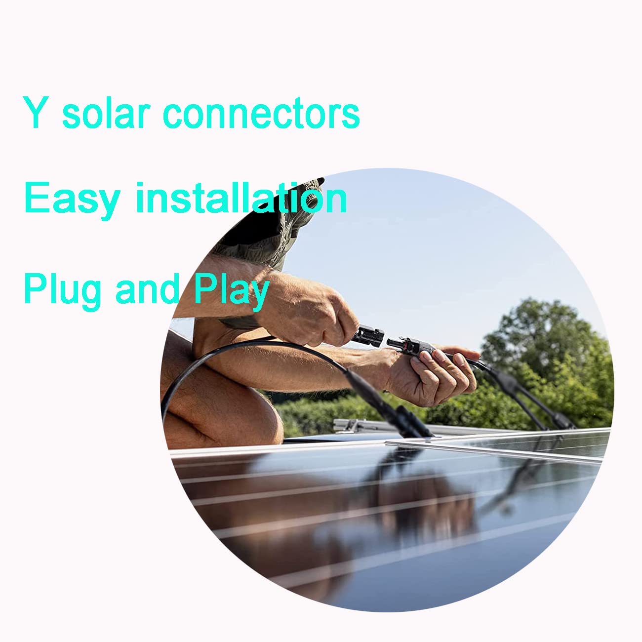 WOODGUILIN Solar Y Connector,Solar Y Branch Parallel Cable,Solar 1 to 3 Male Female Connector Adapter,10AWG 45A Waterproof IP68 40CM Cable,for Solar Panels,Solar Cells (MFFF&FMMM, 1 Pair)