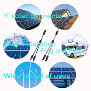 WOODGUILIN Solar Y Connector,Solar Y Branch Parallel Cable,Solar 1 to 3 Male Female Connector Adapter,10AWG 45A Waterproof IP68 40CM Cable,for Solar Panels,Solar Cells (MFFF&FMMM, 1 Pair)