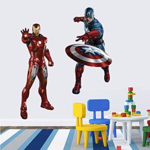 XIHENGSTORE Superhero Wall Decals, 2 Pcs Large Waterproof Superhero Peel and Stick Wall Sticker Removable Decor Mural for Kids Room Bedroom Living Room Wall Decor Decoration，20 X 24 inches.