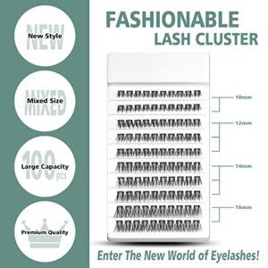 EASITENSION Lash Clusters DIY Eyelash Extension,80 Clusters Lashes 10mm 12mm 14mm 16mm Mix 3D Effect Eyelash,Easy to Apply at Home 14MM CROSS