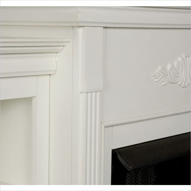 BOWERY HILL Traditional Wood Electric Fireplace with Bookcases in Ivory