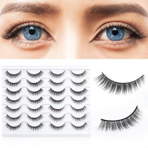 sonafeel short eye lashes for glasses 12mm 14pairs a little cat eye effect false eyelashes natural look handmade reusable 3d mink lashes pack