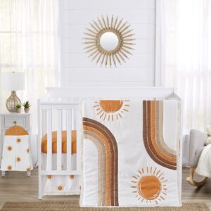 sweet jojo designs rainbow vintage boho sun baby boy girl nursery crib bedding set pumpkin rust orange taupe brown and white bohemian sky desert sunshine nature minimalist gender neutral retro arches