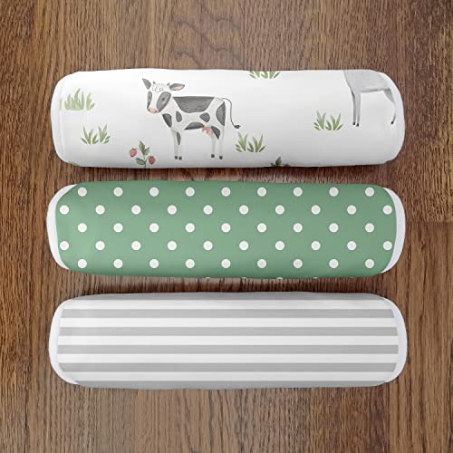 Sweet Jojo Designs Farm Animals Baby Boy Girl Absorbent Burp Cloths Infant Newborn Grey Red Black and White Green Watercolor Farmhouse Barn Horse Cow Sheep Pig Gender Neutral 3 Pack Set Dribble Drool