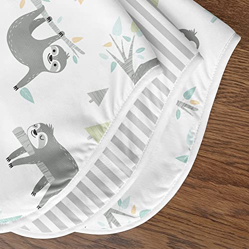 Sweet Jojo Designs Blue Jungle Sloth Baby Boy Girl Absorbent Burp Cloths Infant Newborn Turquoise Grey and Green Tropical Gender Neutral Botanical Leaf Rainforest Animal 3 Pack Set Dribble Drool