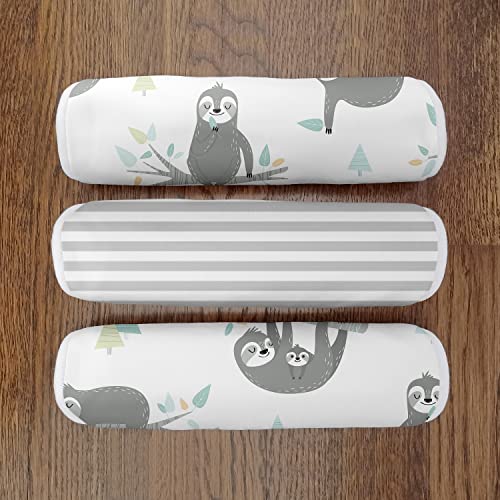 Sweet Jojo Designs Blue Jungle Sloth Baby Boy Girl Absorbent Burp Cloths Infant Newborn Turquoise Grey and Green Tropical Gender Neutral Botanical Leaf Rainforest Animal 3 Pack Set Dribble Drool