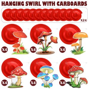 28 Pcs Mushroom Decorations Hanging Swirls Foil Balloons Mushroom Party Supplies Forest Plant Theme Balloon Wonderland Party Foil Swirls Wall Decor for Baby Shower Wedding Birthday Forest Plant Party