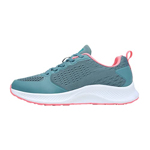 SANNAX Womens Tennis Shoes Lace up Walking Shoes Breathable Fashion Sneakers Lightweight Workout Running Shoes Grey Blue, 7.5