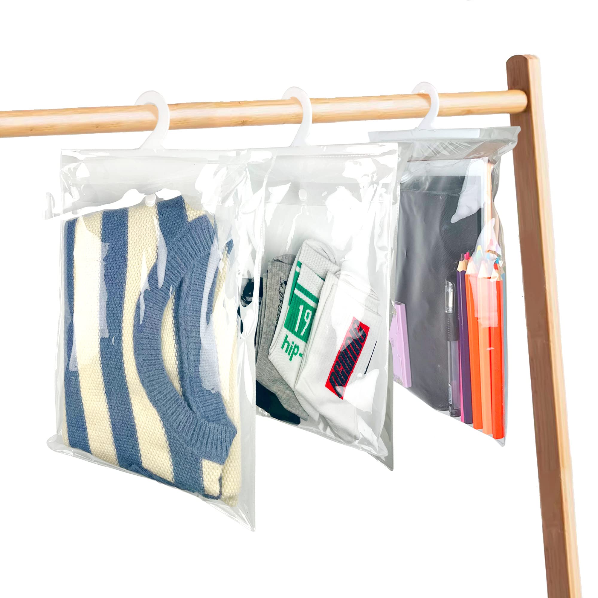 Hanging Storage Bags with Hanger,13" X11" Large Hook Hang-Up Clear Plastic Bags,Book Pouch School Supply Kit Classroom Organization for Classroom Library School Supplies Home Pharmacy Use (30)