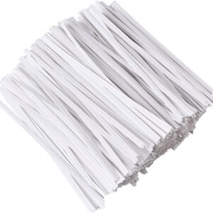 100 Pieces 5" Reusable White Paper Bread Twist Ties, White Twist Ties Bag Ties Twist Ties for Bags Bread Wire Ties Reusable Twist Tie for Treat bags Party Cello Candy Bread Coffee Bags Cake Pops