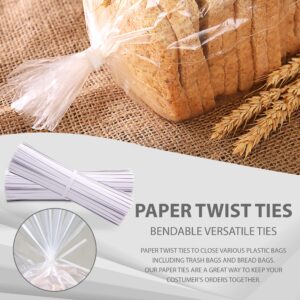 100 Pieces 5" Reusable White Paper Bread Twist Ties, White Twist Ties Bag Ties Twist Ties for Bags Bread Wire Ties Reusable Twist Tie for Treat bags Party Cello Candy Bread Coffee Bags Cake Pops