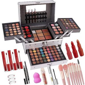 unifull 132 color all- in- one makeup for women full kit,professional makeup kit,makeup gift set for women,girls&teens,include eyeshadow/lipstick/concealer/lip gloss/eyeliner/mascara（006n2-silver）