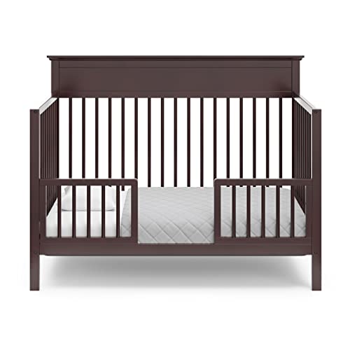 Storkcraft Carmel 5-in-1 Convertible Crib (Espresso) - GREENGUARD Gold Certified, Converts to Toddler Bed & Full-Size Bed, Fits Standard Full-Size Crib Mattress, 4 Adjustable Mattress Heights