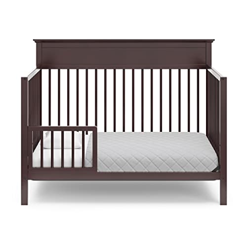 Storkcraft Carmel 5-in-1 Convertible Crib (Espresso) - GREENGUARD Gold Certified, Converts to Toddler Bed & Full-Size Bed, Fits Standard Full-Size Crib Mattress, 4 Adjustable Mattress Heights