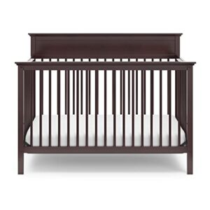 Storkcraft Carmel 5-in-1 Convertible Crib (Espresso) - GREENGUARD Gold Certified, Converts to Toddler Bed & Full-Size Bed, Fits Standard Full-Size Crib Mattress, 4 Adjustable Mattress Heights