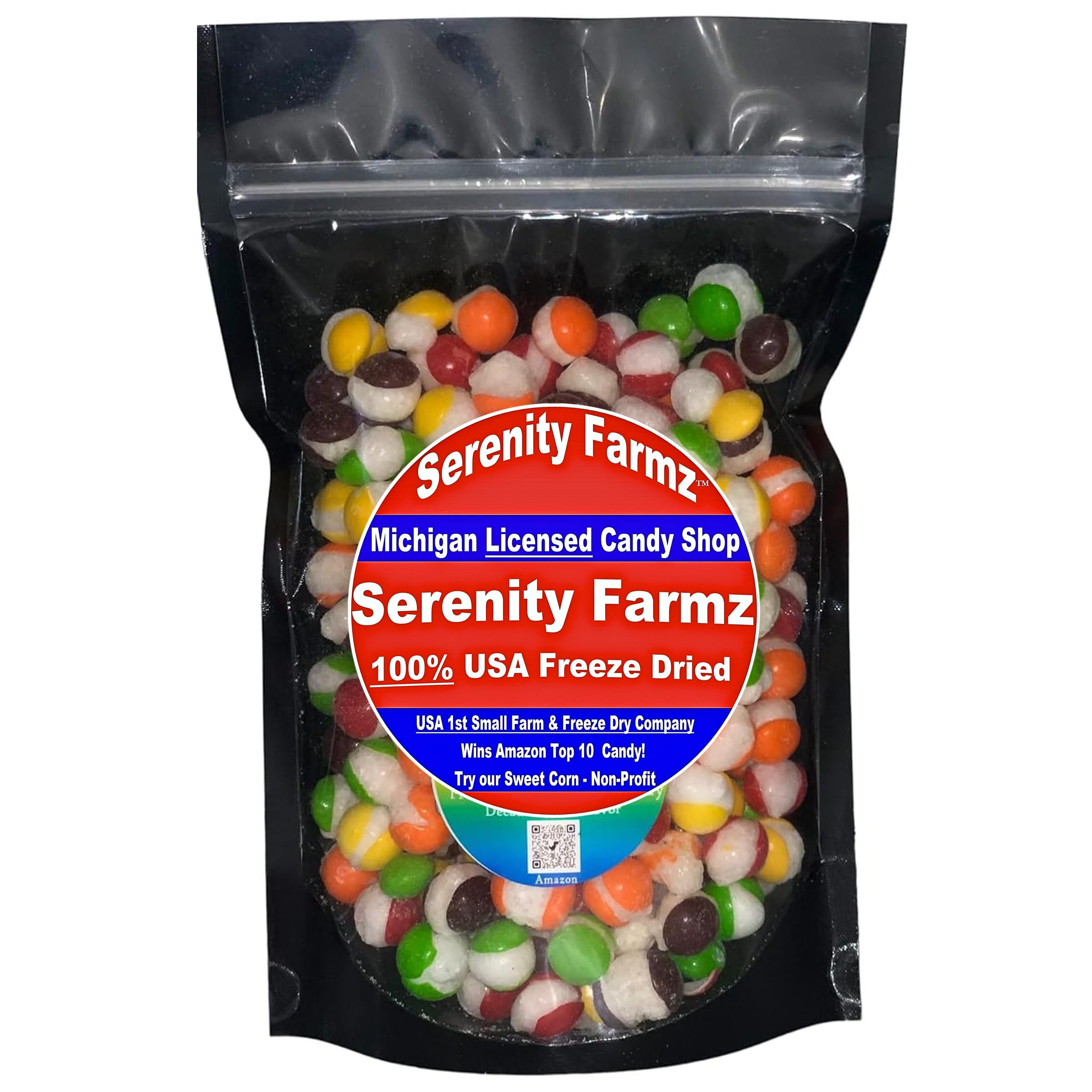 6 Oz Freeze Dried Candy Eco Puffz - Michigan Hand Crafted Small Farm Serenity Farmz-Packaging May Vary