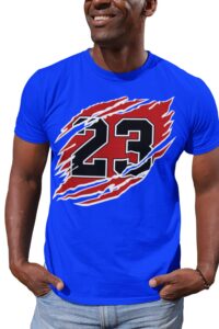 23 slash shirt to match jordan retro sneakers low mid high 1 2 3 4 5, tee to match jordan 1s 2s 3s 4s 5s 6s blue