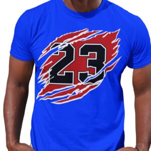 23 Slash Shirt to Match Jordan Retro Sneakers Low Mid High 1 2 3 4 5, Tee to Match Jordan 1s 2s 3s 4s 5s 6s Blue