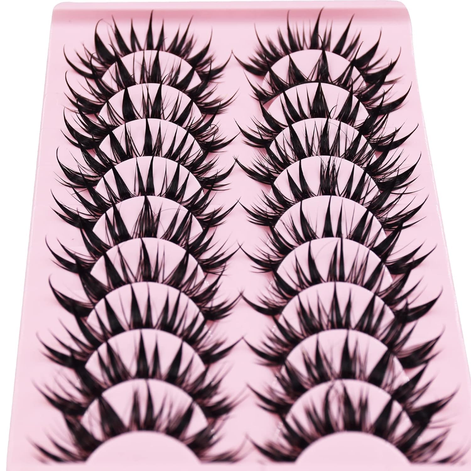 10 Pairs Manga Lashes Wet Look Japanese Style Cosplay Spiky Eyelashes Anime Lashes 16mm Wispy Thick Faux Mink Doll Eyelash Extension Look Like Individual Clusters by Augenli (02)