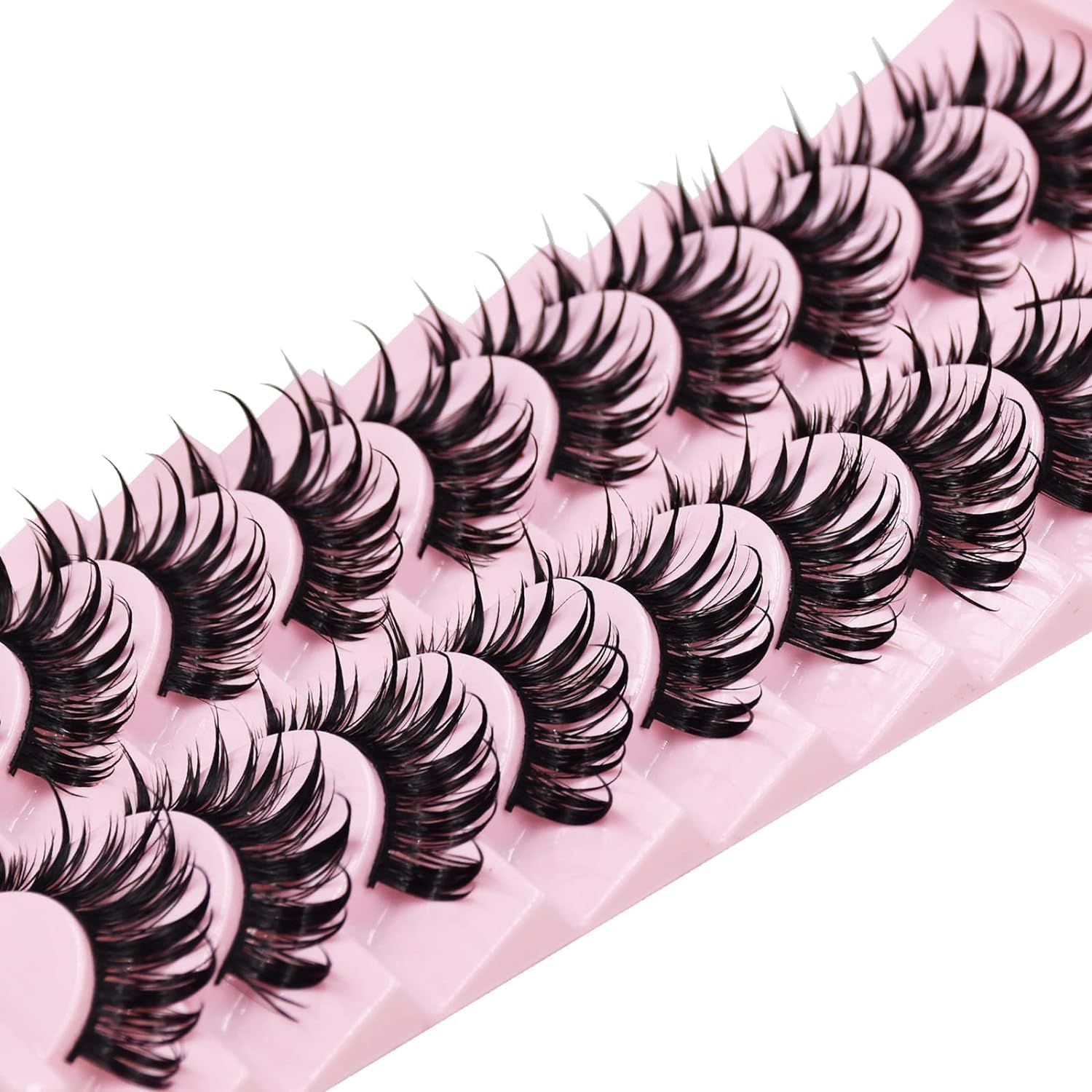 10 Pairs Manga Lashes Wet Look Japanese Style Cosplay Spiky Eyelashes Anime Lashes 16mm Wispy Thick Faux Mink Doll Eyelash Extension Look Like Individual Clusters by Augenli (02)