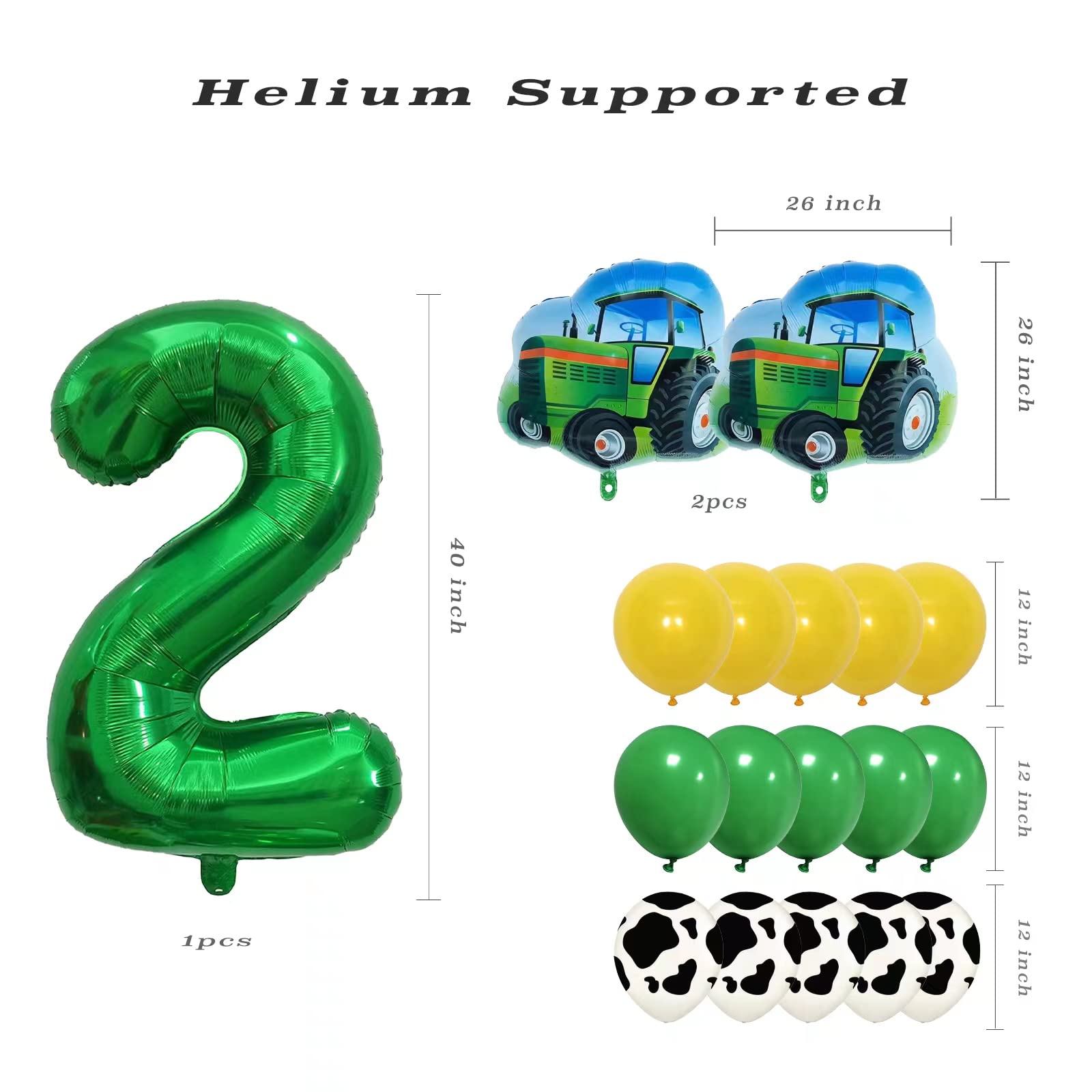 Tractor Theme Birthday Party Decorations, Farm Animals 2nd Birthday Party Supplies Bouquet Balloons