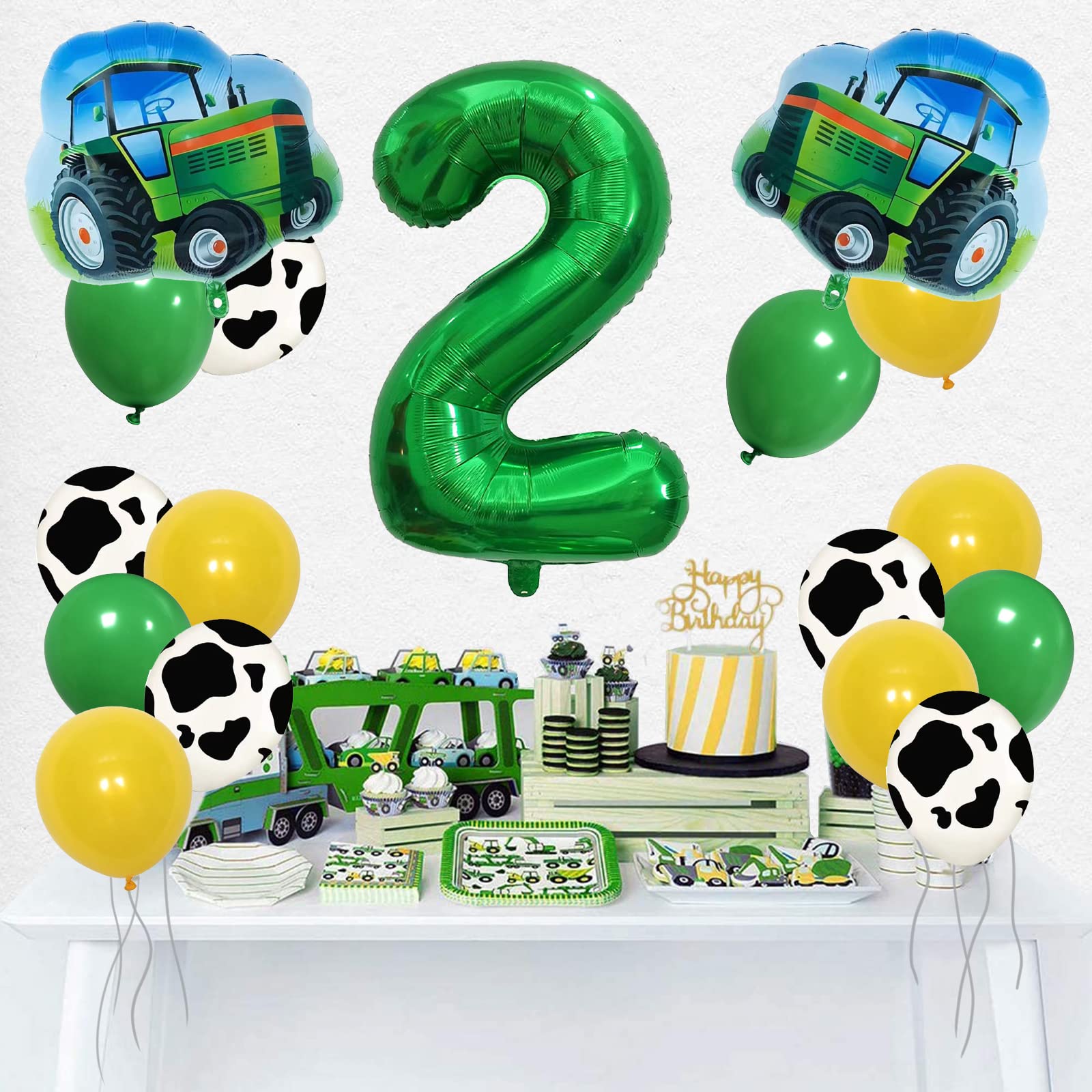 Tractor Theme Birthday Party Decorations, Farm Animals 2nd Birthday Party Supplies Bouquet Balloons