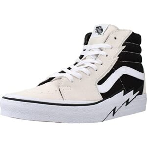 vans unisex sk8-hi bolt antique white and black skate shoes 10.5