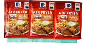 air fryer seasoning mix bundle with 3 of mccormick's buffalo air fryer seasoning mixes & 1 bag for leftovers. delivers the irresistible flavor of franks red hot on chicken or french fries!