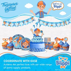 Treasures Gifted Officially Licensed Blippi Birthday Banner - Blippi Happy Birthday Banner - Blippi Birthday Party Supplies - Blippi Party Decorations - Blippi Banner - Blippi Party Supplies