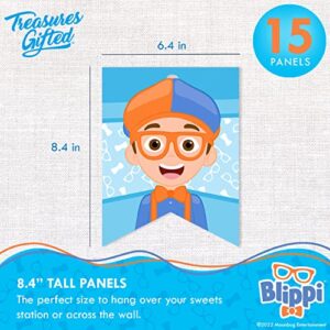 Treasures Gifted Officially Licensed Blippi Birthday Banner - Blippi Happy Birthday Banner - Blippi Birthday Party Supplies - Blippi Party Decorations - Blippi Banner - Blippi Party Supplies