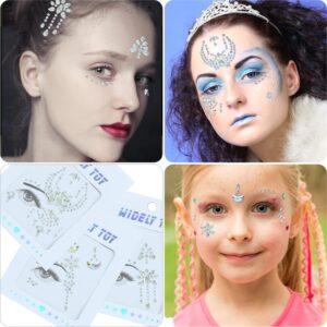 Luminous Face Gems, 8Sets Noctilucent Face Jewels Stick on Eyes Body Rave Festival Makeup Glow In Dark-Rhinestones Jewelry Temporary Tattoos Stickers Halloween Costumes and Parties Accessories