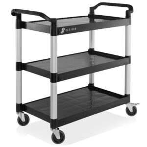 jubilee heavy-duty 3-tier utility service cart with wheels, 40.25" x 38.5"