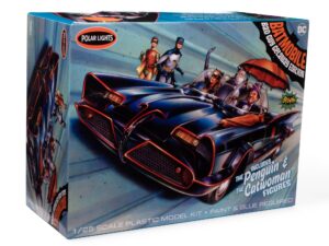 polar lights 1966 batmobile w/catwoman & penguin figures 1:25 scale model kit