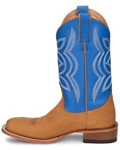 justin boots women's hayes tan 11` blue square toe boot tan 7.5 b