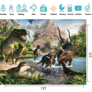 CYLYH 7x5ft Dinosaur Photo Backdrop Dinosaur Park Theme Backdrop Dinosaur Photography Background for Boy Girl Birthday Party Banner Newborn Baby Shower Decoration Photo D596