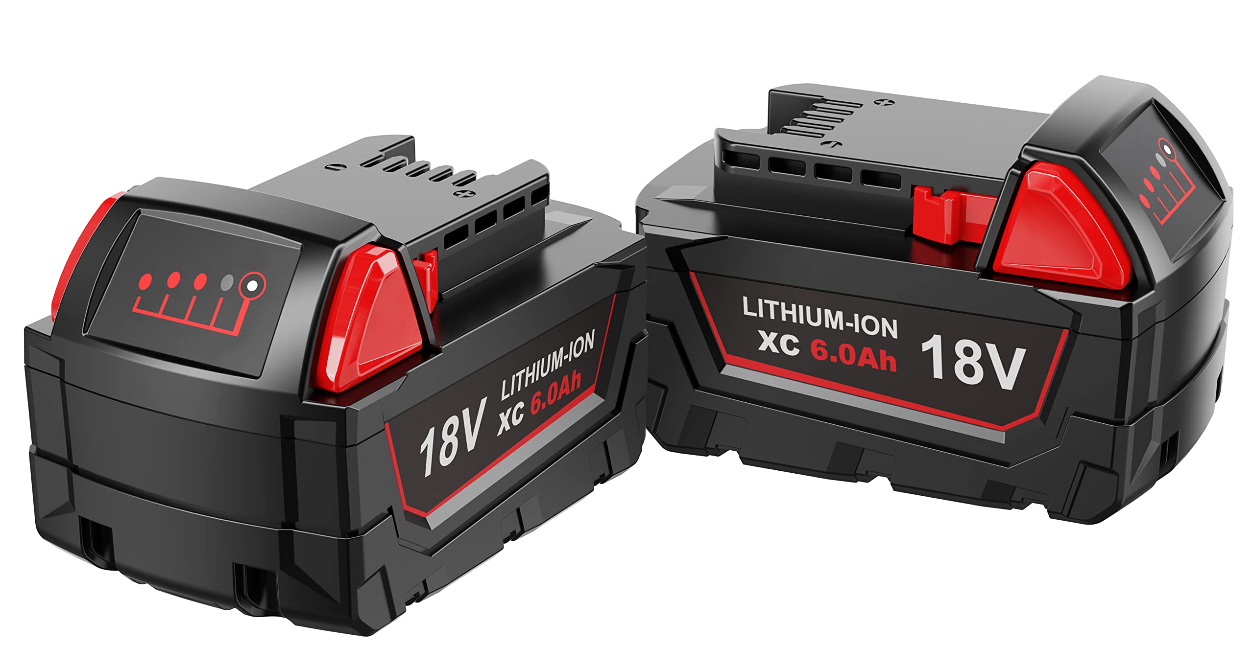 New Replacement Milwaukee M18 Battery Pack High Output 6.0Ah 18V for Milwaukee M18 Batteries Lithium 48-11-1862 48-11-1852 48-11-1850 48-11-1840 48-11-1822 48-11-1828 48-11-1815 Battery Pack (2-Pack)