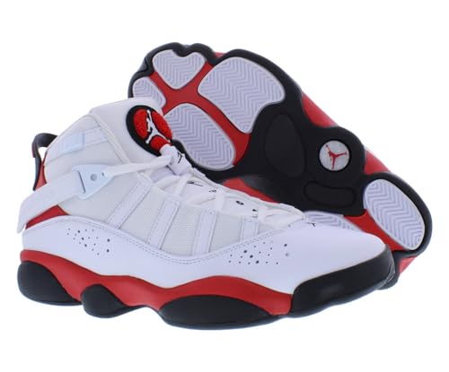 Jordan Men's 6 Rings Basketball 322992-012 Shoes, White/Black-university Red, 9.5