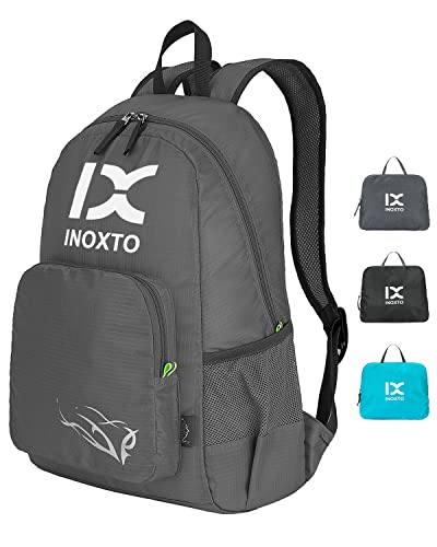 INOXTO 20L Lightweight Hiking Backpack Small Foldable Hiking Daypack for Outdoor Hiking Travel Camping (Grey)