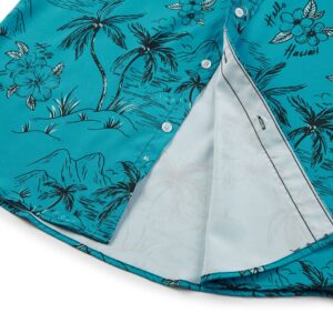 EUOW Men's Hawaiian Shirt Short Sleeves Printed Button Down Summer Beach Dress Shirts(Light Green,L)