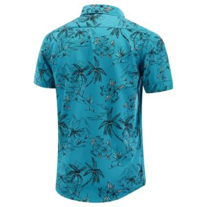 EUOW Men's Hawaiian Shirt Short Sleeves Printed Button Down Summer Beach Dress Shirts(Light Green,L)